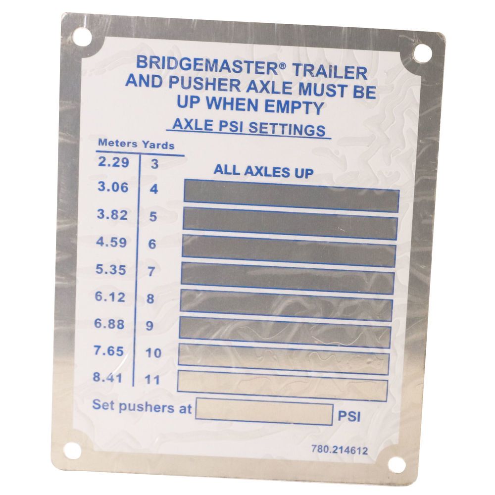 MPParts | McNeilus 0214612 Bridgemaster III PSI Setting Decal | 214612