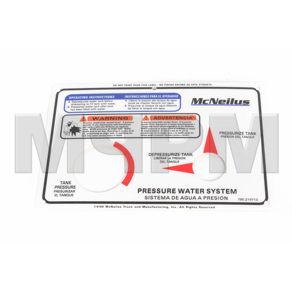 MPParts | Smith Water Tank Box Placard | YM02247000