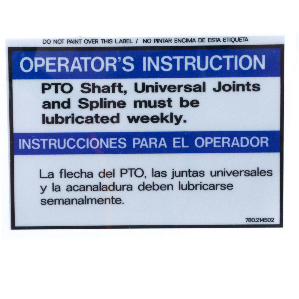 MPParts | MTM0214502 Lube PTO Shafts Weekly Decal Sticker | MTM0214502