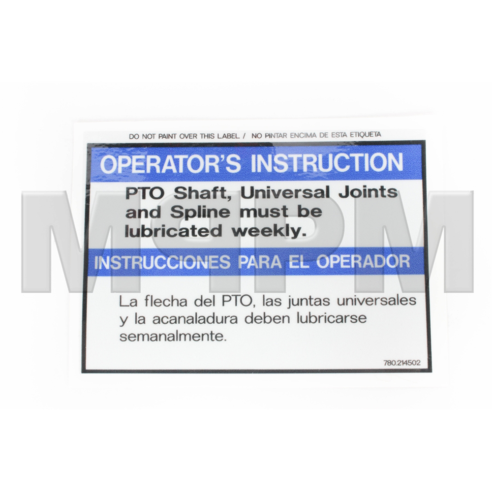 MPParts | MTM0214502 Lube PTO Shafts Weekly Decal Sticker | MTM0214502
