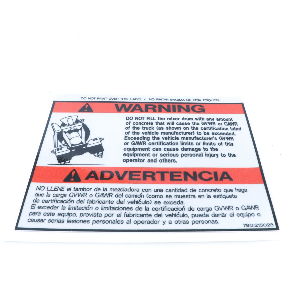 MPParts | McNeilus 0215023 GVWR GAWR Do Not Fill Warning Decal Sticker ...