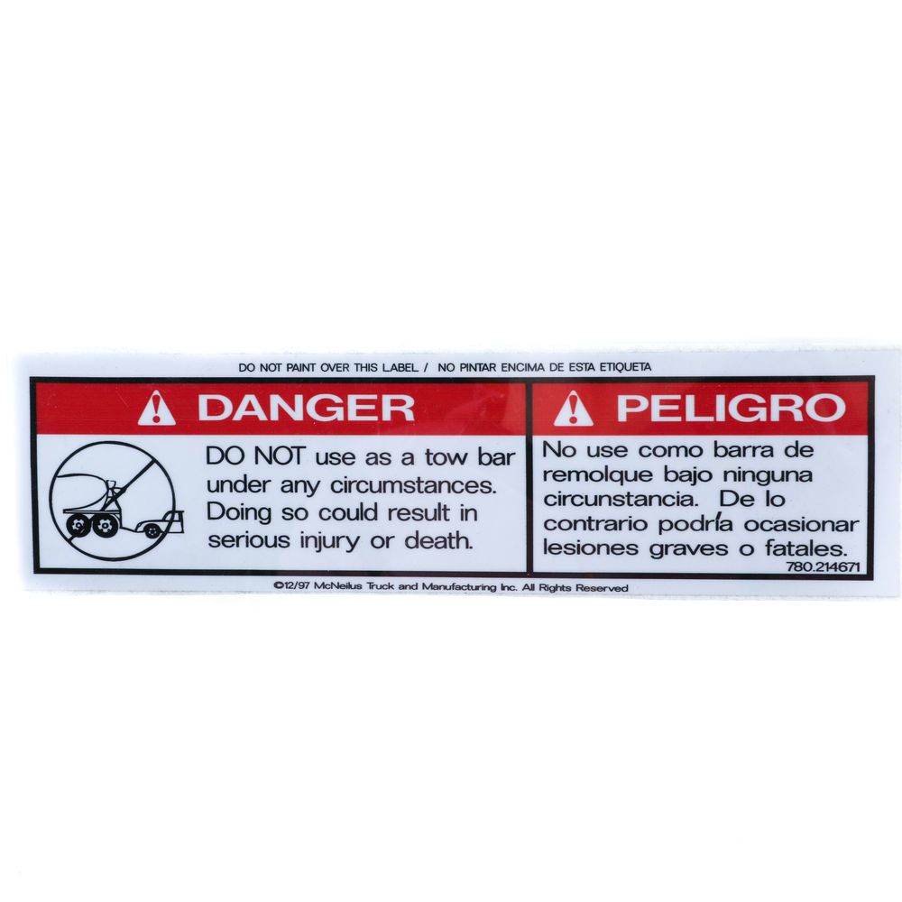MPParts | 780214671 Decal Sticker DANGER DO NOT Use As A Tow Bar ...